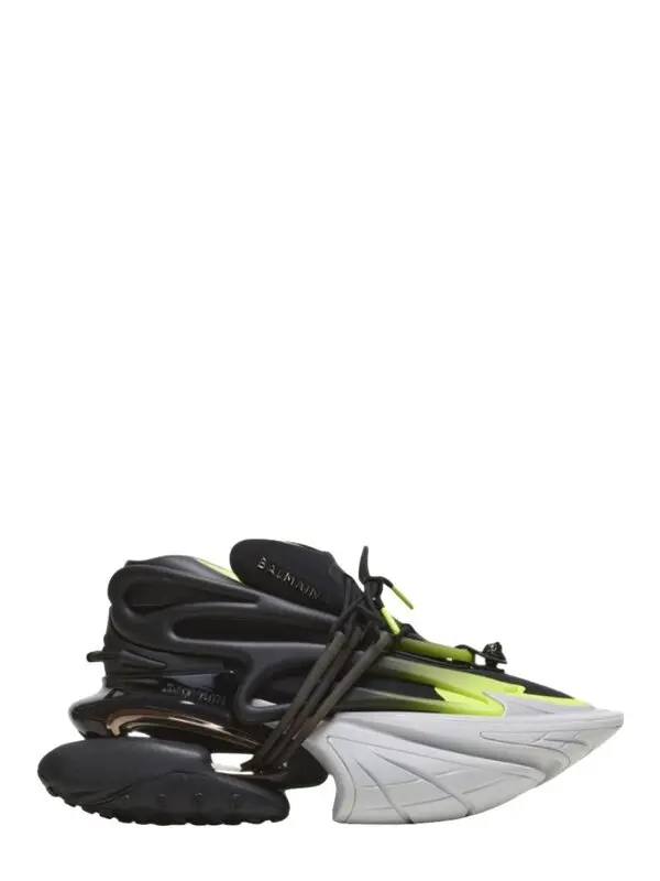 Balmain Fluorescent Neoprene And Leather Trainers - Black