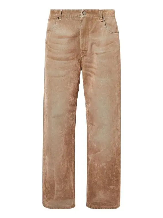 Fendi Logo Patch Straight-leg Jeans - Brown