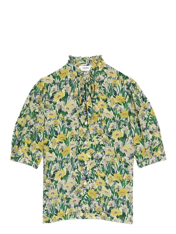 Celine Lavallière Blouse In Paquerette Crépon - Green