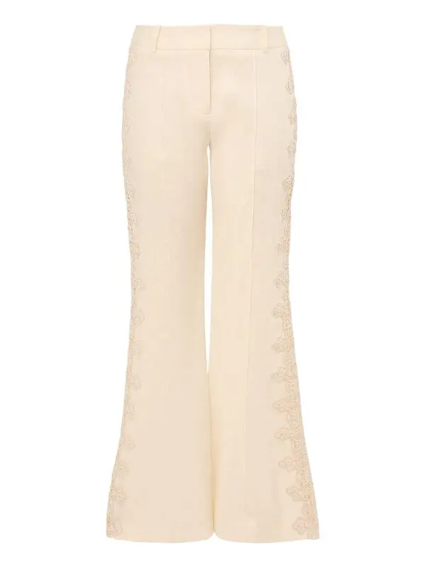 Zimmermann Illuminate Lace Trimmed Flare Pants - Cream