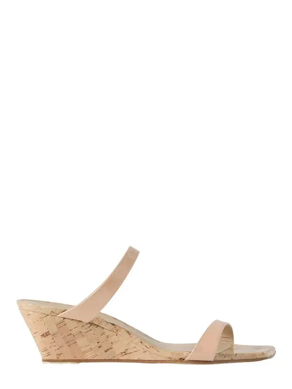 STUART WEITZMAN Aleena Patent-leather Wedge Sandals - Nude