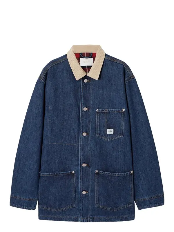 Aimé Leon Dore Corduroy-trimmed Denim Jacket - Blue