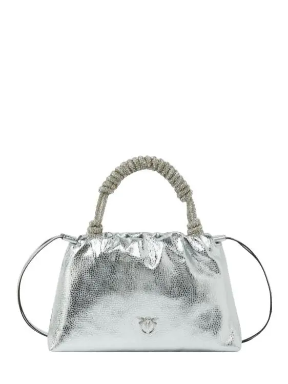 Pinko A-line Shape Small Handbag With Drawstring Closure - White