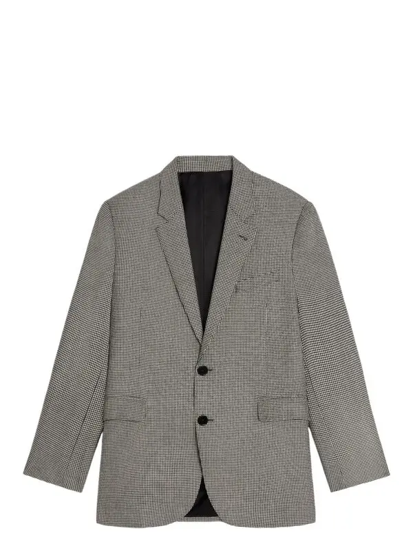 Celine Houndstooth Wool Boxy Jacket - No