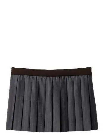 Miu Miu Pleated Pinstripe Mini Skirt - Slate Gray