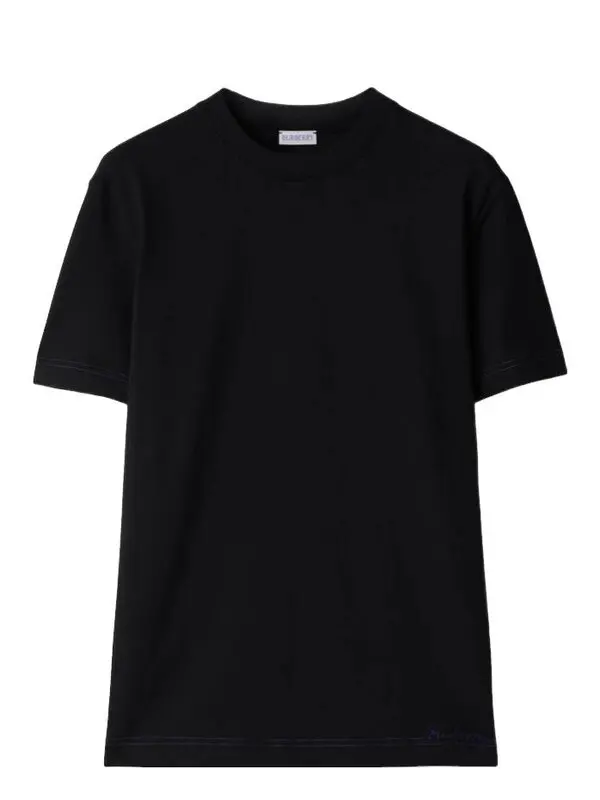 Burberry Logo Embroidered Crewneck T-shirt - Black