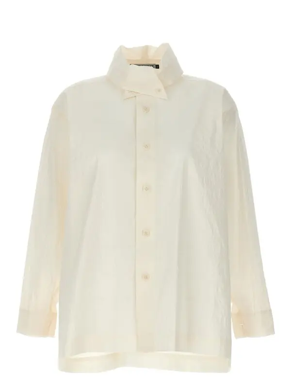 Issey Miyake Crinkled Shirt With Folded Collar - White