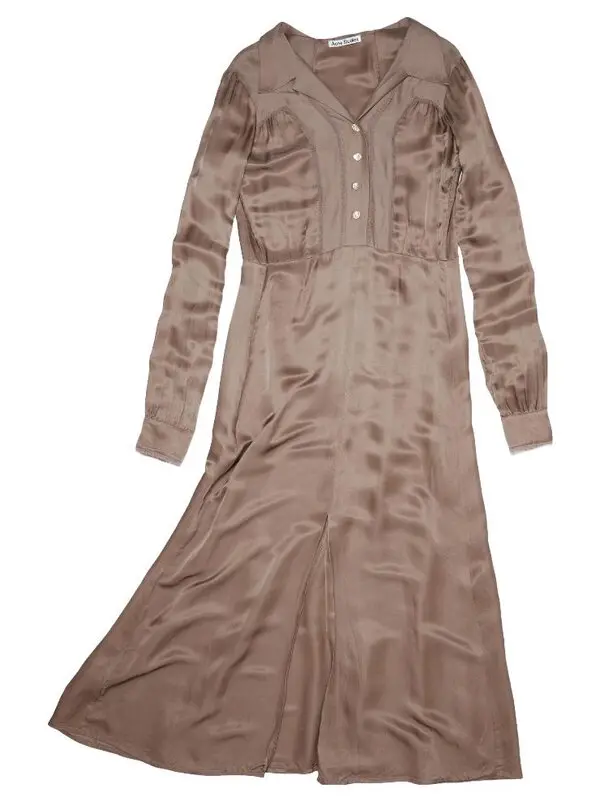 Acne Studios V-neck Long Sleeve Button Dress - Brown