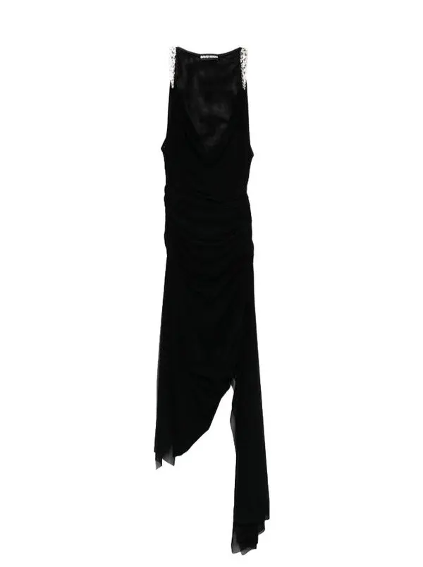 David Koma Asymmetrical Crystal Embellished Dress - Black