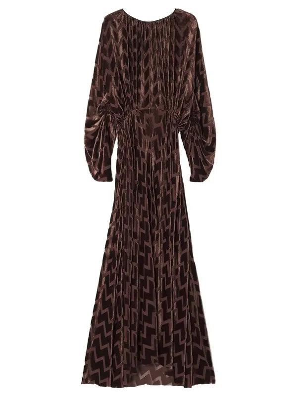 LANVIN Zigzag" Print Velvet Maxi Dress - Black