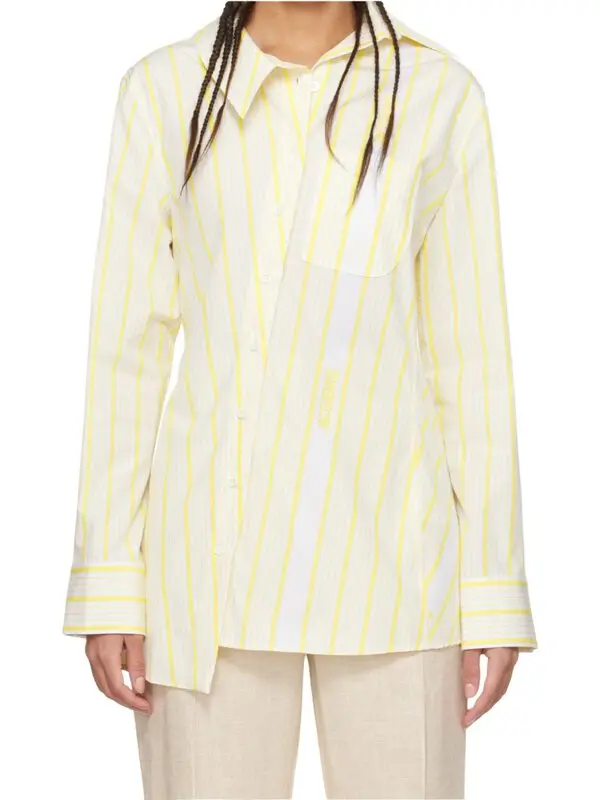 Jacquemus La Chemise Pablo" Asymmetrical Striped Shirt - White/yellow