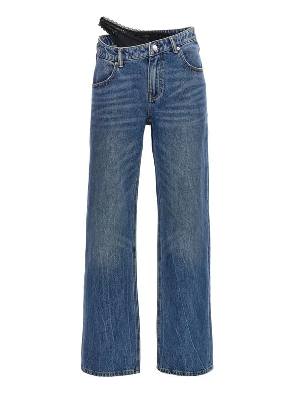 Alexander Wang Asymmetrical Lace-detailed Jeans - Indigo