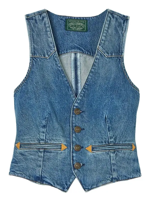 Polo Ralph Lauren Embroidered Denim Vest - Mid Denim