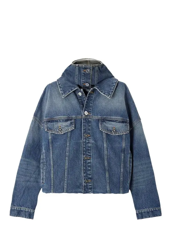 JEAN PAUL GAULTIER Oversized Layered Denim Hooded Jacket - Blue