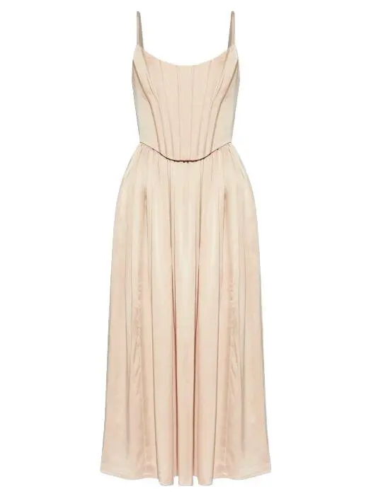 Zimmermann Pleated Flared Satin Dress - Pink