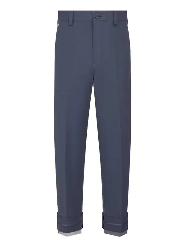 Dior Straight-leg Trousers With Augen Yarn Detail - Blue