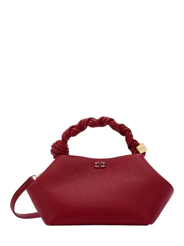 GANNI Grained Small Bou Bag With Twisted Top Handle - Deep Red