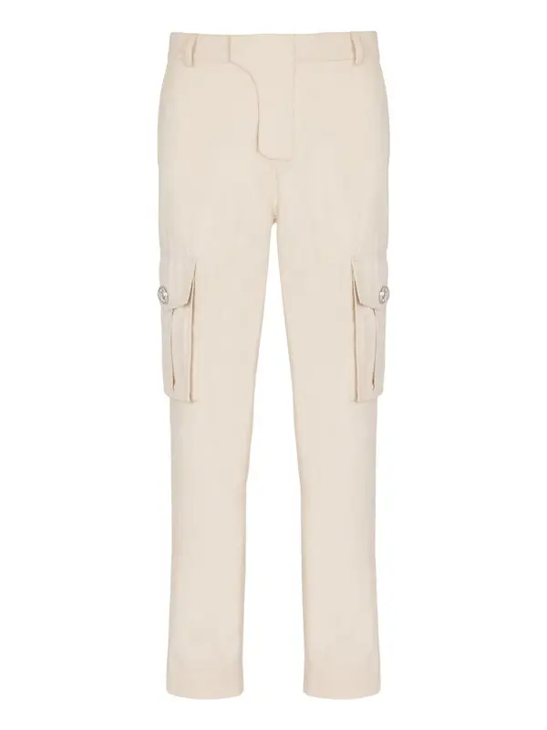 Balmain Cargo Trousers With Button Detail - Beige