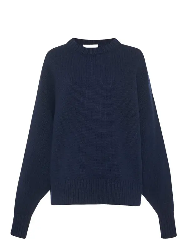 THE ROW Puff-sleeved Knit Sweater - Deep Blue