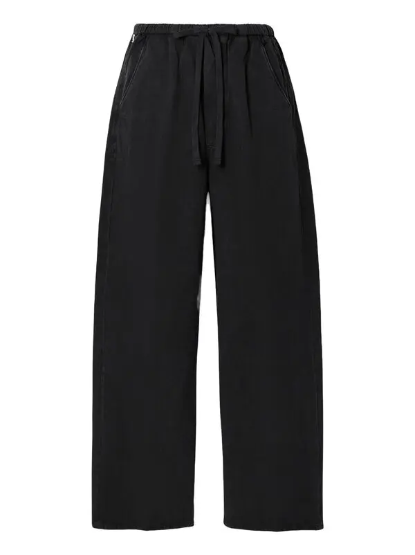 Citizens Of Humanity Aurora Cotton And Linen-blend Wide-leg Pants - Black