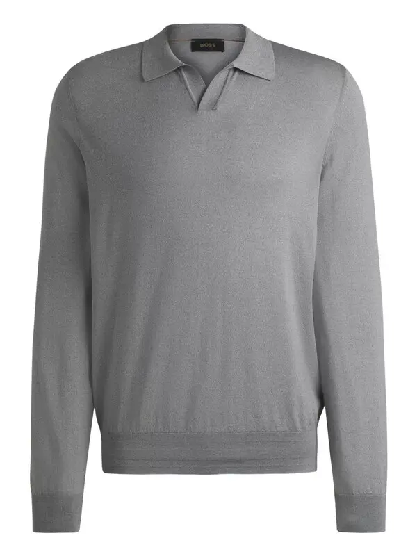 Hugo Boss Long-sleeved Knitwear With Collar - Gray