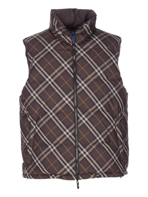 Burberry Checked Zip-up Reversible Puffer Vest - Black