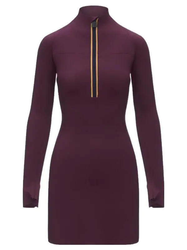 K-WAY High Collar Zip Up Mini Dress - Red
