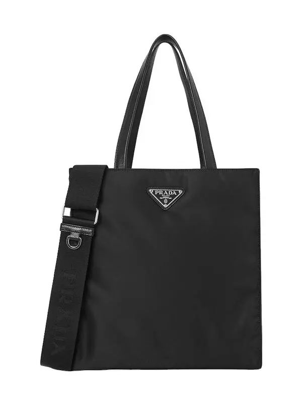 Prada Emblem Signage Shoulder Bag - Black