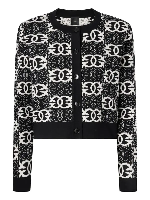 Pinko Love Birds Logo Cardigan - Black