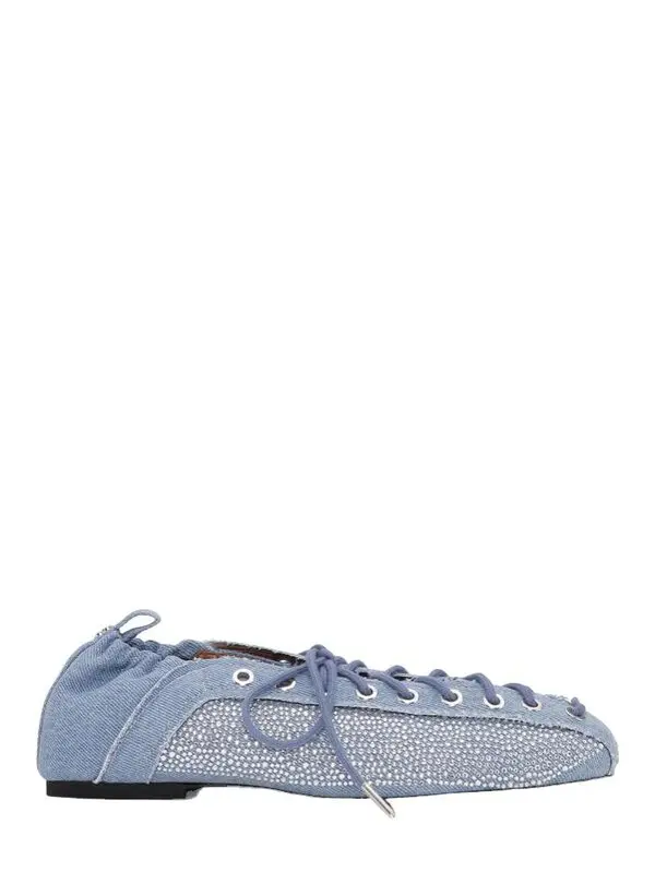 GANNI Crystal-embellished Denim Ballerinas - Faded Denim