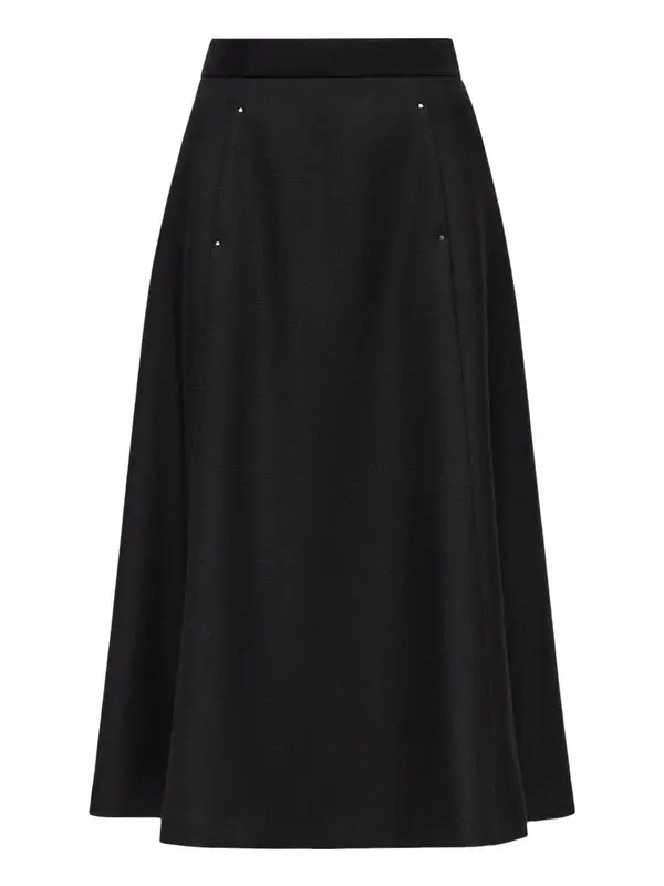 Moncler Midi Skirt With Leather Logo Patch - Black