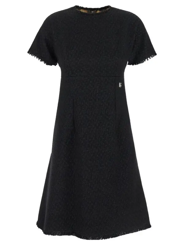 Dolce & Gabbana Appliqué-logo Bouclé Mini Dress - Black