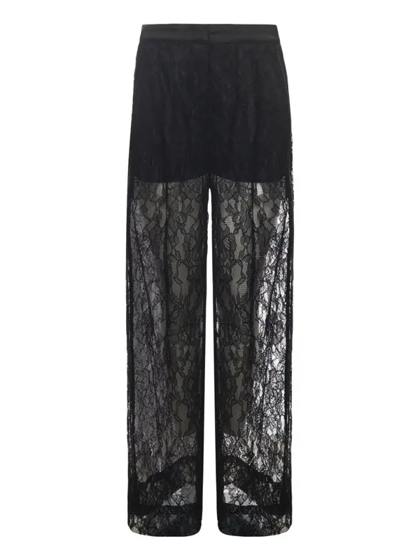 Pinko Lace Panelled Wide Leg Trousers - Black