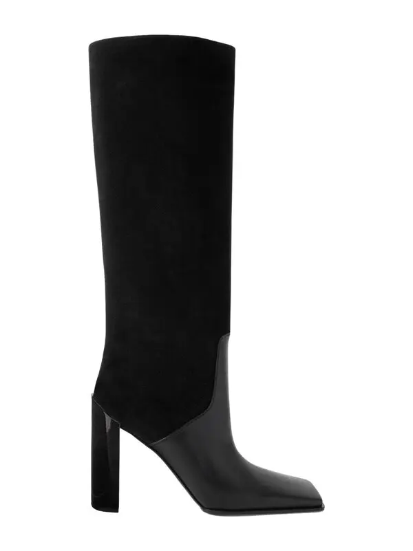 Alaïa Square-toe Leather And Suede Boots - Black
