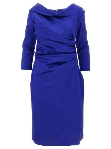 Talbot Runhof Long Sleeve Gathered Dress - Blue