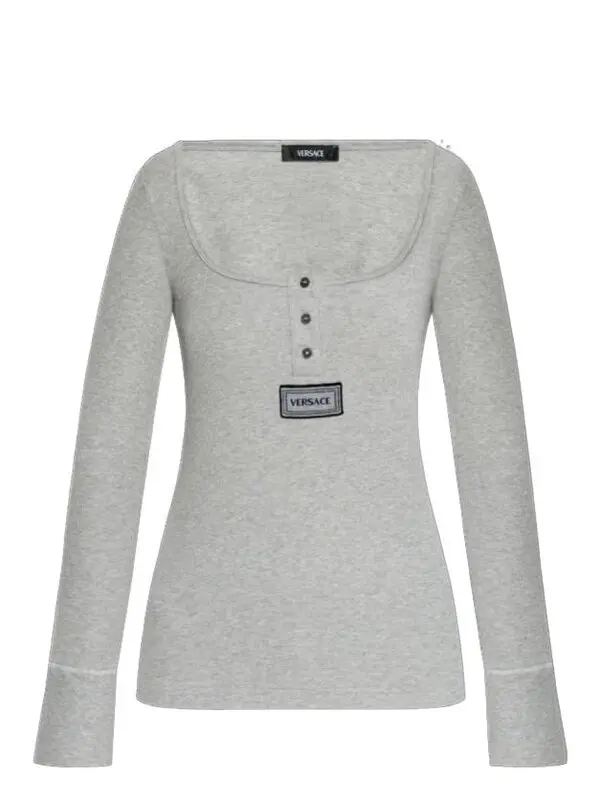 Versace Ribbed Long Sleeve Top - Gray