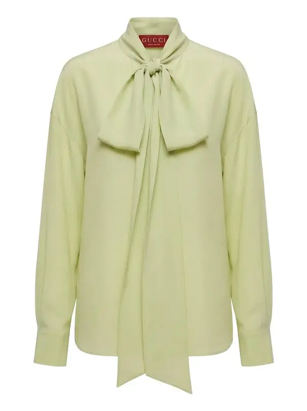 Gucci Neck Bow Crêpe De Chine Shirt - Nude