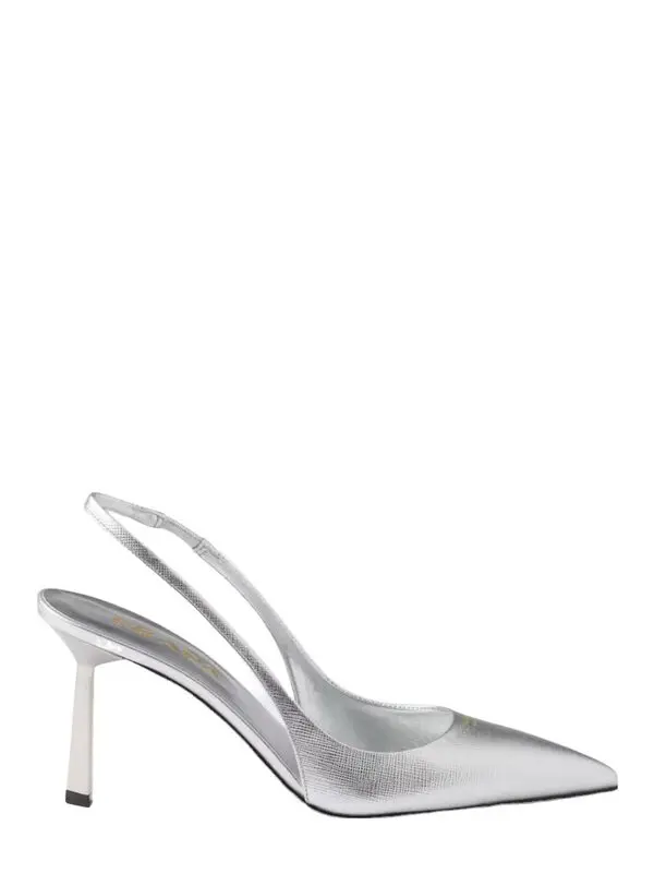 Prada Slingback Pointed High-heeled Pumps - Silver