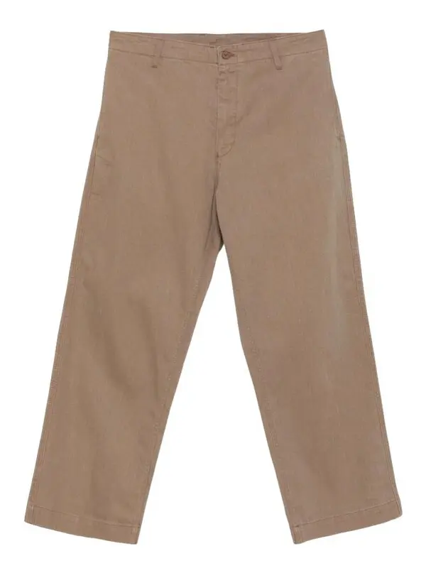 Emporio Armani Logo Patch Straight Leg Pants - Light Brown