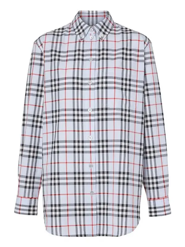 Burberry Plaid Long Sleeve Shirt - Gray
