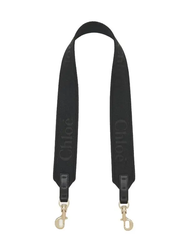 Chloé Embroidered-logo Shoulder Strap - Black