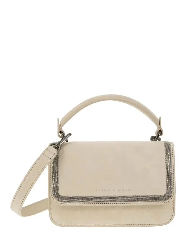 Brunello Cucinelli Logo-embossed Beaded Top Handle Bag - Nude