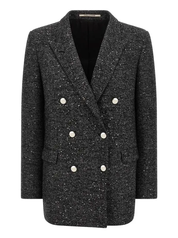 Tagliatore Jasmine Tweed Blazer With Sequins - Black