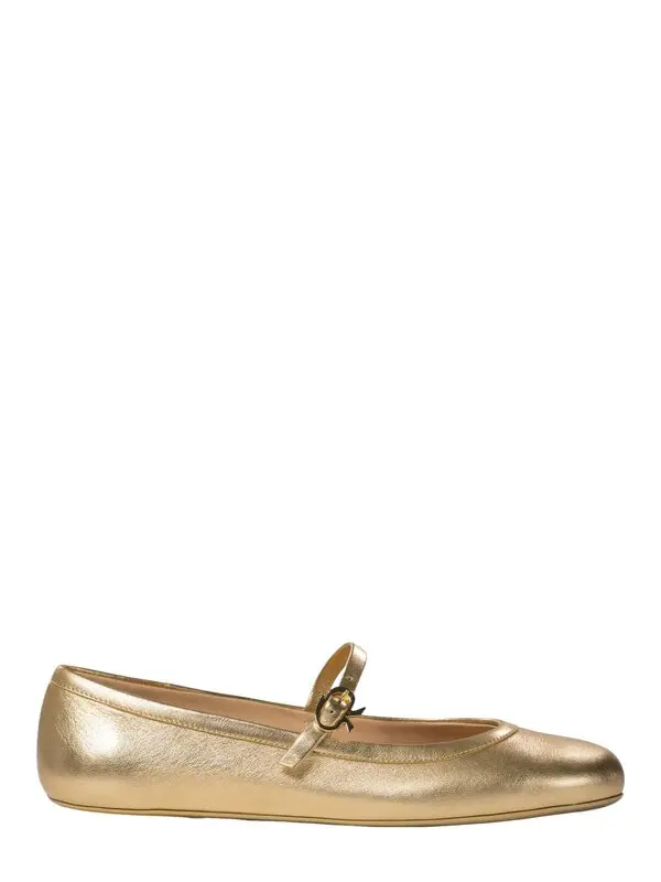 GIANVITO ROSSI Metallic Leather Ballet Flats - Gold