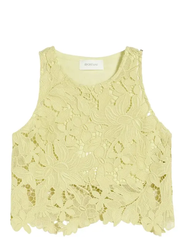 Sportmax Floral Macramé Cropped Top - Lemon