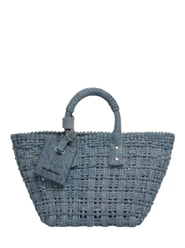Balenciaga Bistro Denim Xs Basket Top Handle Bag - Blue