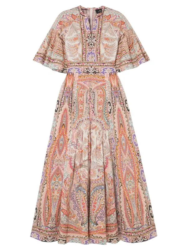 Etro Ruffled Paisley Print Maxi Dress - Nude