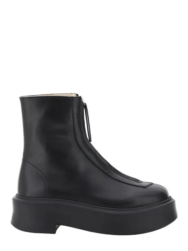 THE ROW Zipped Ankle Boots - Black