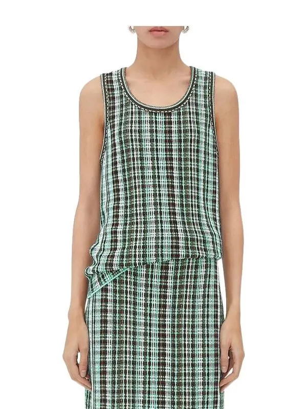 Bottega Veneta Checked Sleeveless U-neck Top - Multicolor