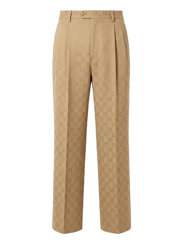 Gucci Monogrammed Wide-leg Trousers - Camel